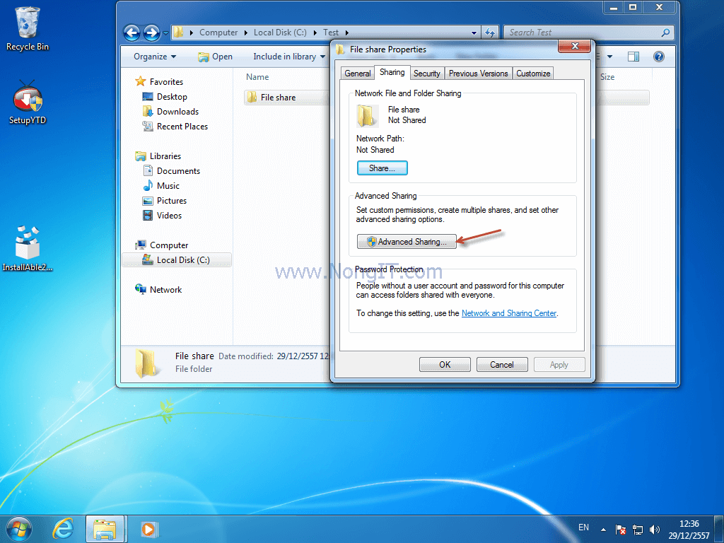 วิธีการแชร์ไฟล์ windows 7 - NONGIT.COM