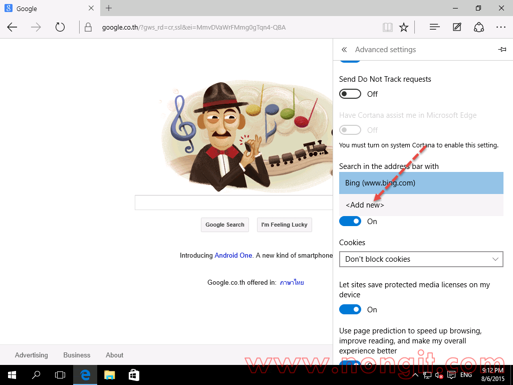 วิธีตั้งค่า Microsoft Edge ให้ Search ค้นหาด้วย Google เป็น Default ...