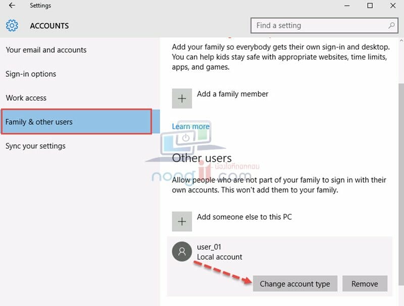 วิธีสร้าง User แบบ Local account เพิ่มใน Windows 10 - NONGIT.COM