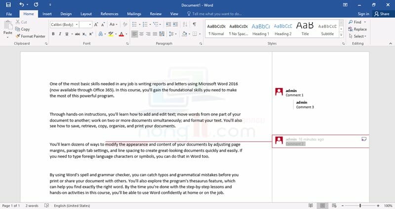 การใส่และจัดการ Comment ใน Microsoft Word - NONGIT.COM