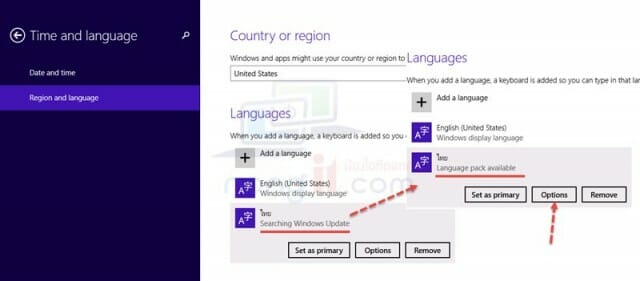 วิธีเปลี่ยนเมนูระบบเป็นภาษาไทย Windows 8.1 - NONGIT.COM