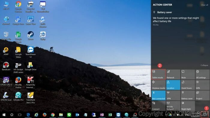 วิธีการสลับ Desktop mode และ Tablet mode Windows 10 - NONGIT.COM