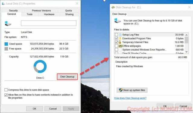 ไดร์ฟ C เต็ม! คืนพื้นที่ Drive C ด้วยการทำ Disk Cleanup - NONGIT.COM