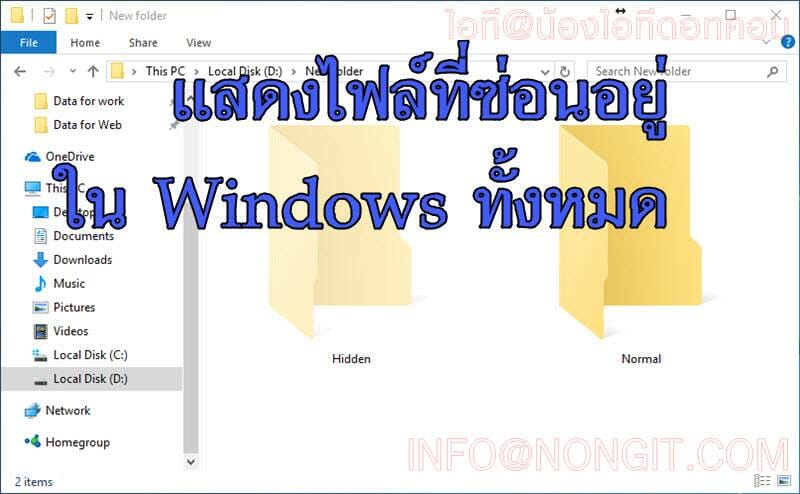 วิธีแสดงไฟล์ที่ซ่อนอยู่ใน Windows 10/8.1/7 - NONGIT.COM