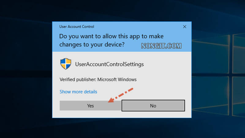 วิธีปิด User Account Control (UAC) ใน Windows 10 - NONGIT.COM