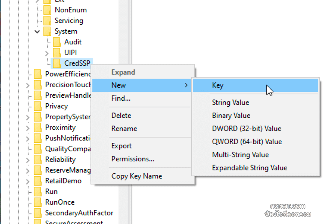 แก้ไข Remote Desktop connection แสดง CredSSP linkid=866660
