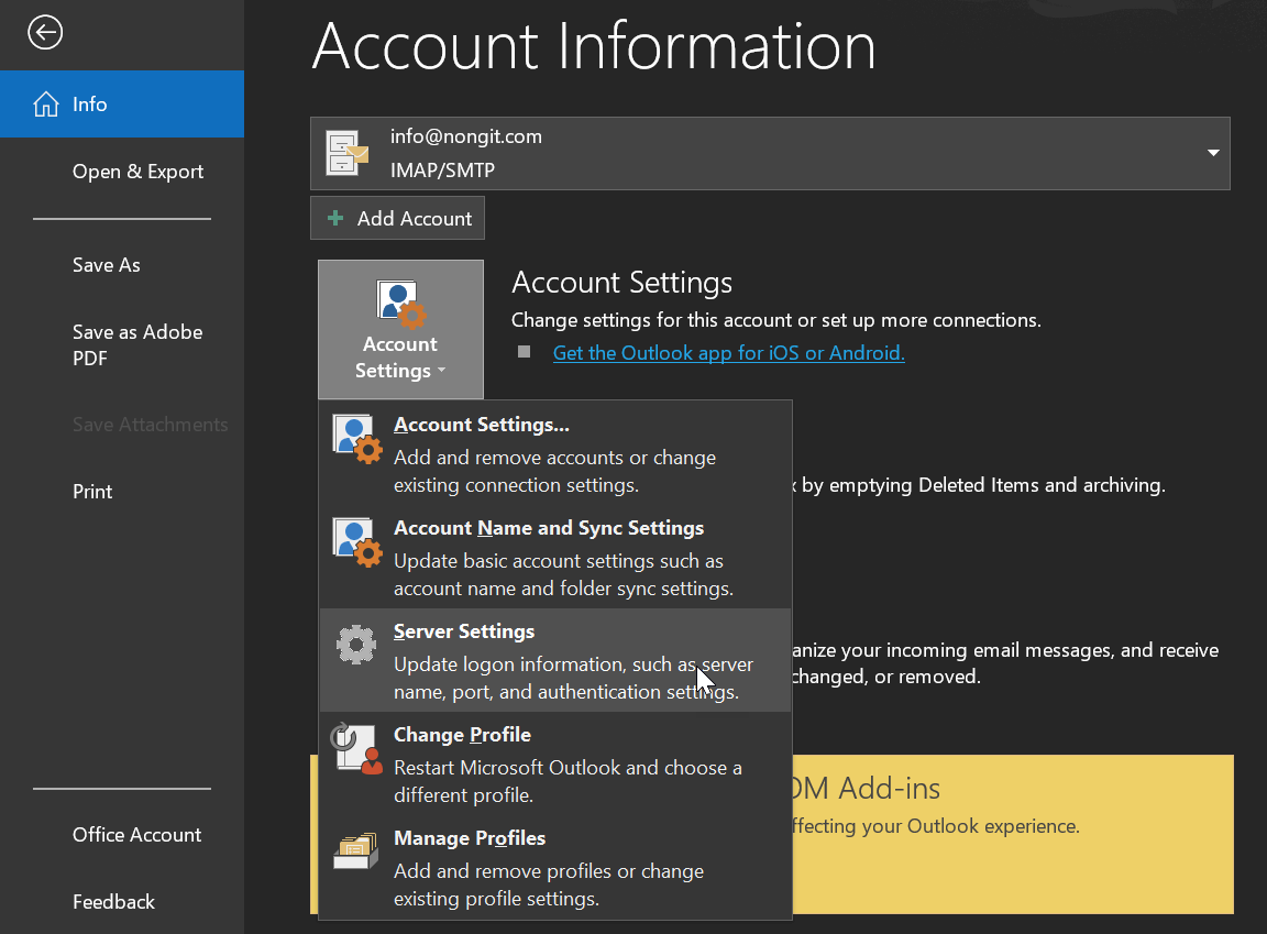 วิธีแก้ไข Port POP/IMAP และ SMTP ในโปรแกรม Outlook