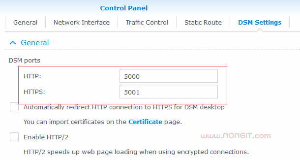 เปลี่ยน Port 5000,5001 เริ่มต้นของ nas synology เป็นพอตอื่น - NONGIT.COM