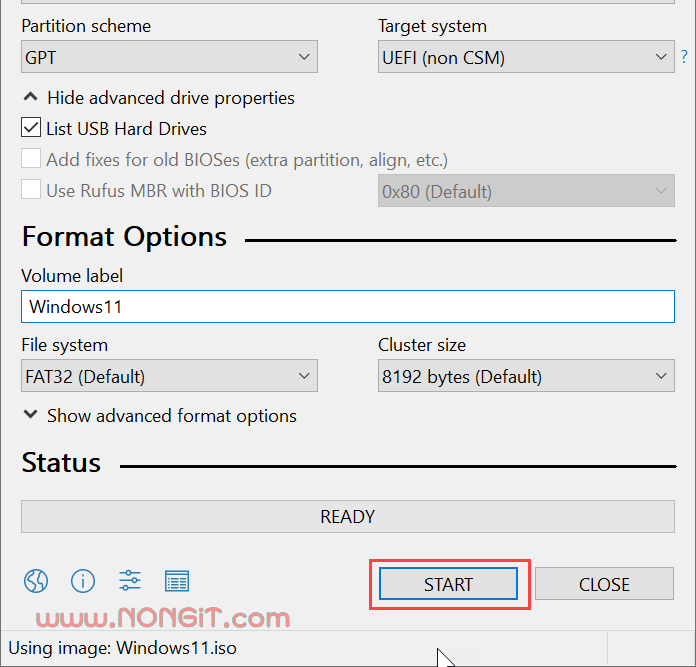 วิธีการทำ Usb Boot สร้างตัวบูต Windows 11 ด้วย Rufus - NONGIT.COM
