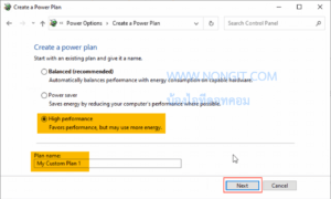 ตั้งค่า power options เป็นโหมด high performance ใน Windows 10 - NONGIT.COM