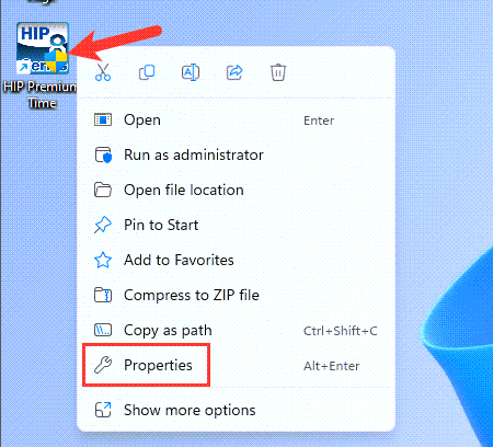 วิธีตั้งค่าเปิดโปรแกรม HIP Premium Time ไม่ต้องถาม Admin - NONGIT.COM
